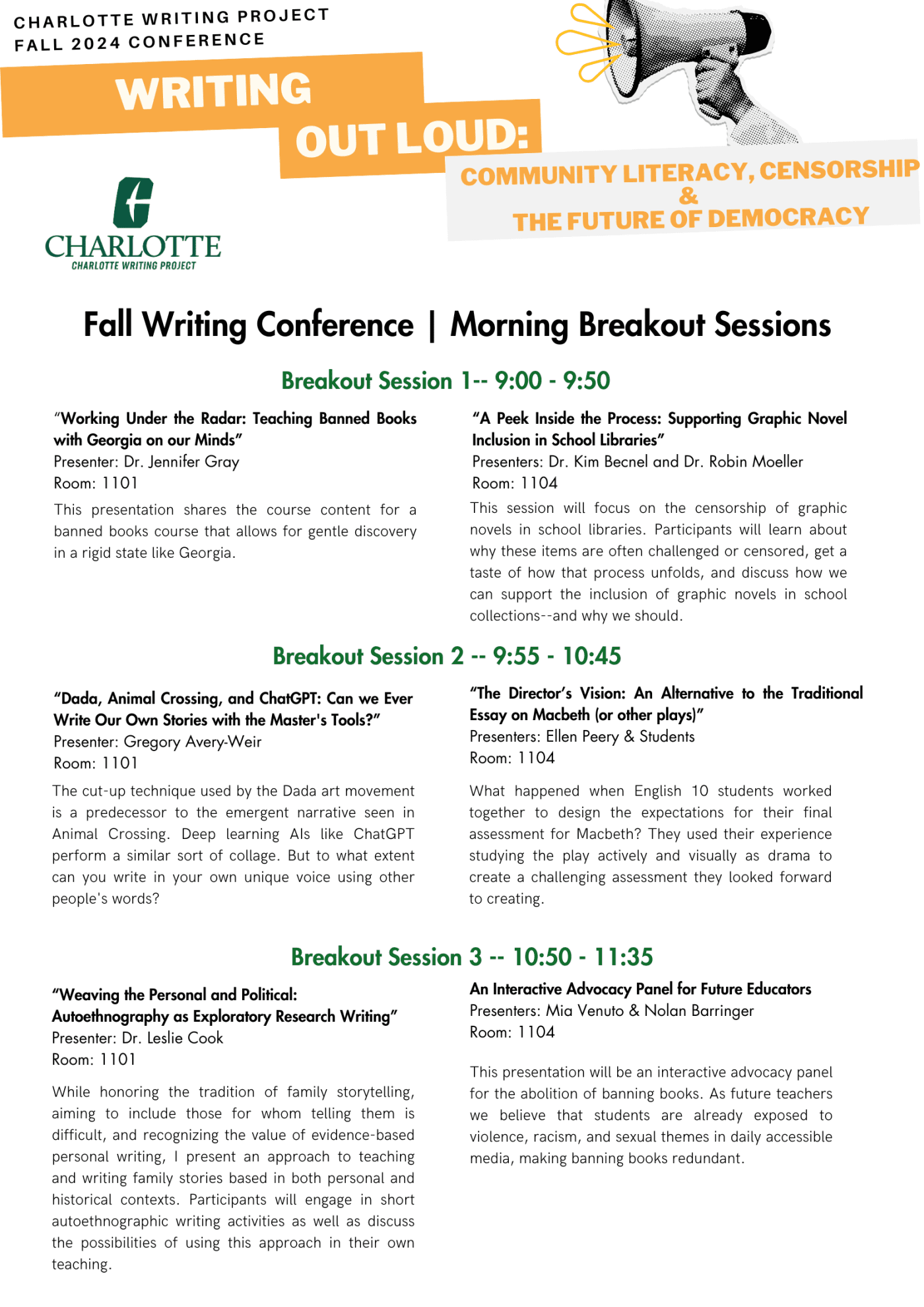 Fall 2024 Conference Unc Charlotte Writing Project